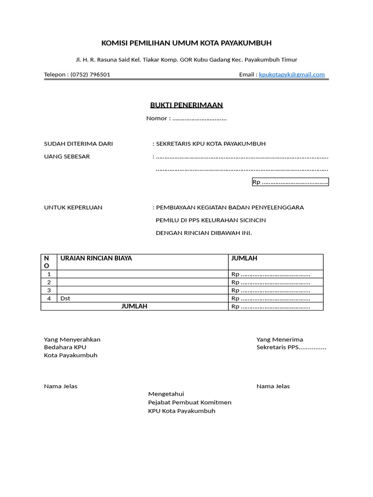 Bukti Penerimaan Dana Tahapan Pemilu PPS | PDF