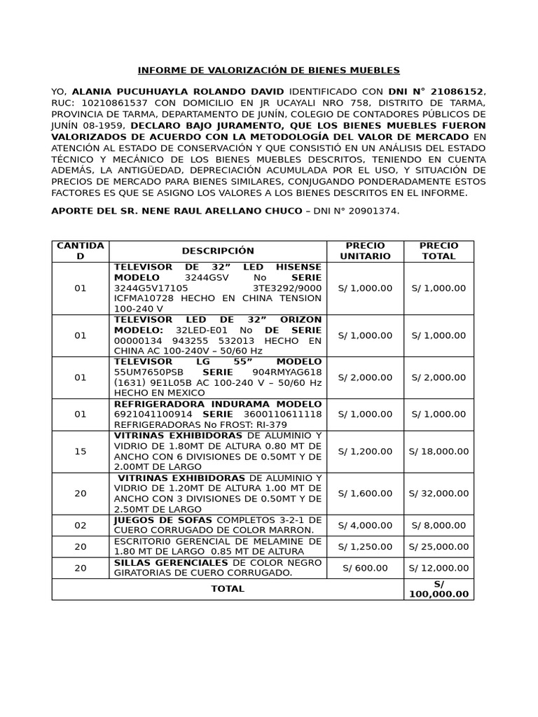 Informe de Valorización Raul | PDF
