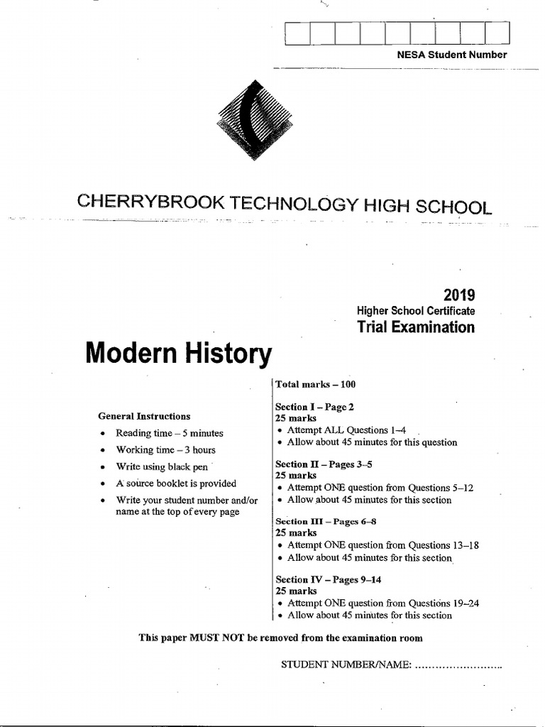Modern History 2019 Trial HSC Exam | PDF