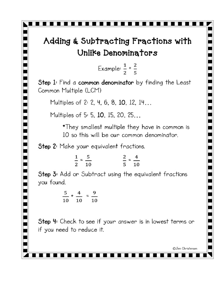 Add and Subtract Fraction With LCM | PDF