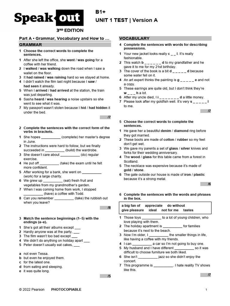 Revision Unit 1 | PDF