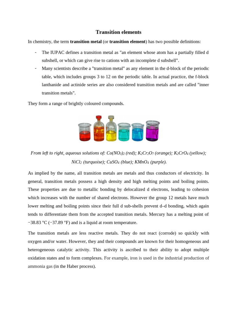 Transition Elements | PDF
