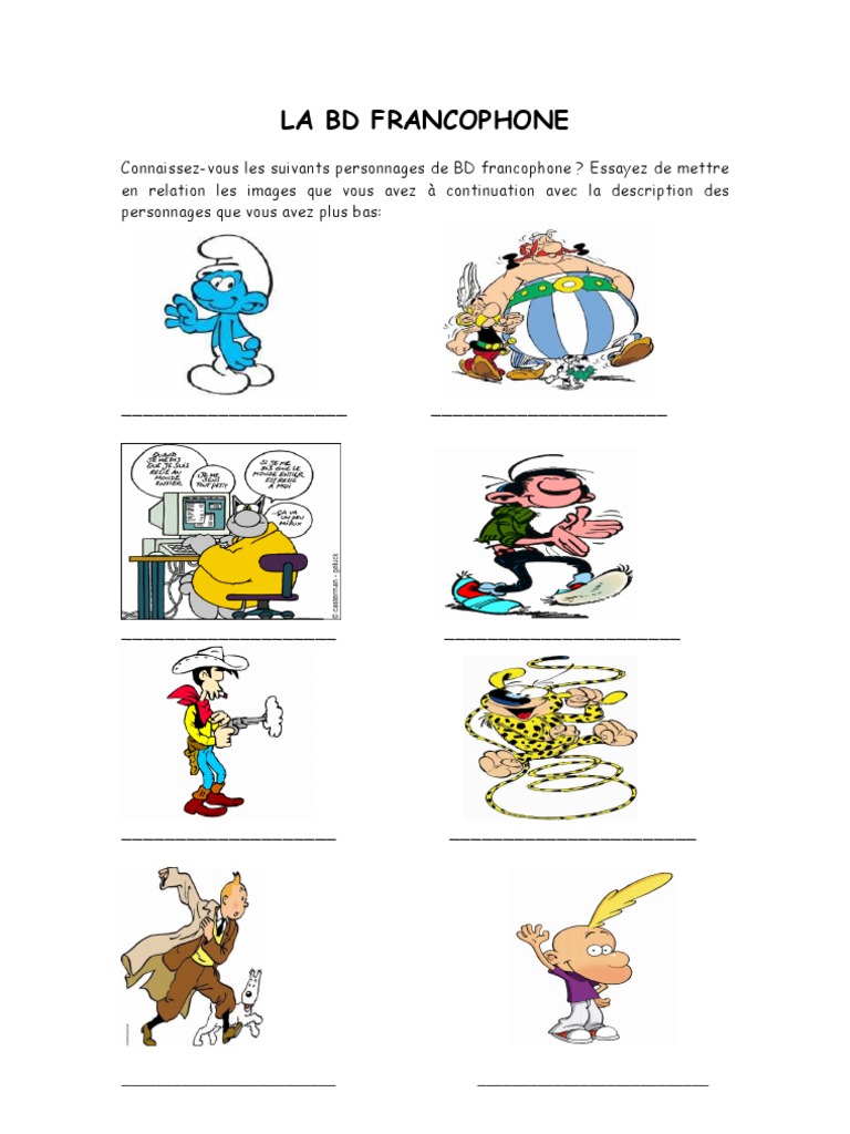 Personnages emblématiques de la BD francophone | PDF | Média ...