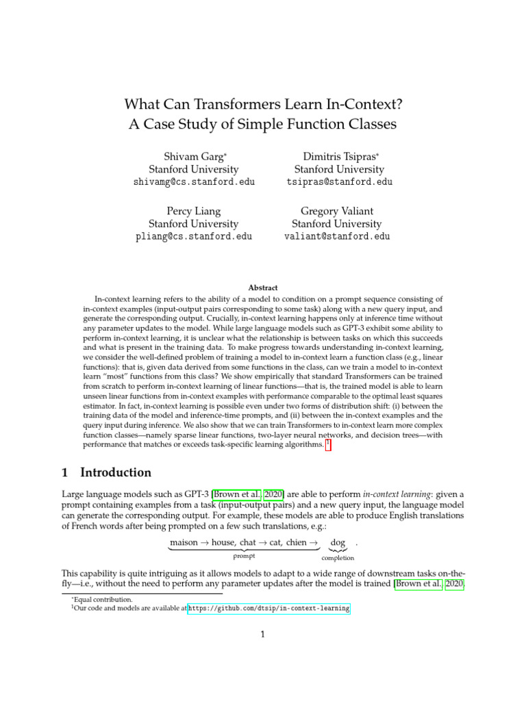 Why Can Transformers Learn in Context | PDF