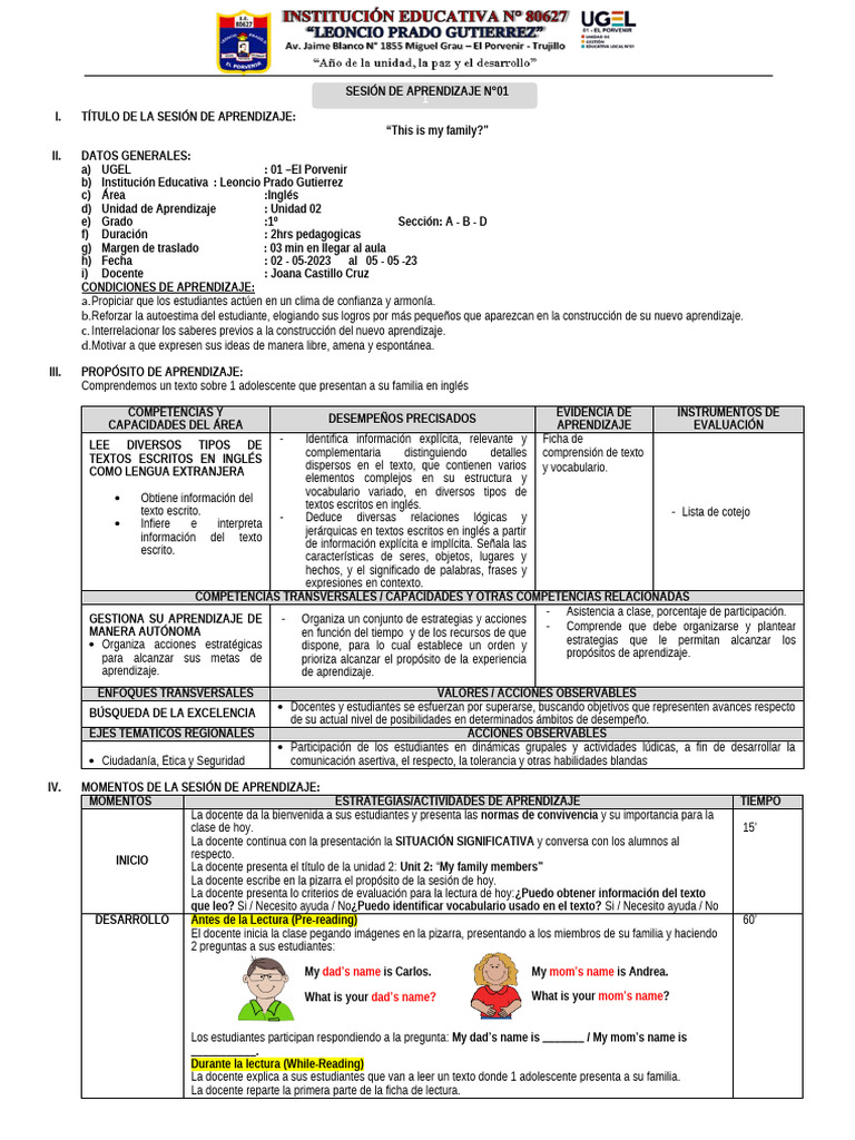 Sa01 - 1º | PDF | Aprendizaje | Evaluación