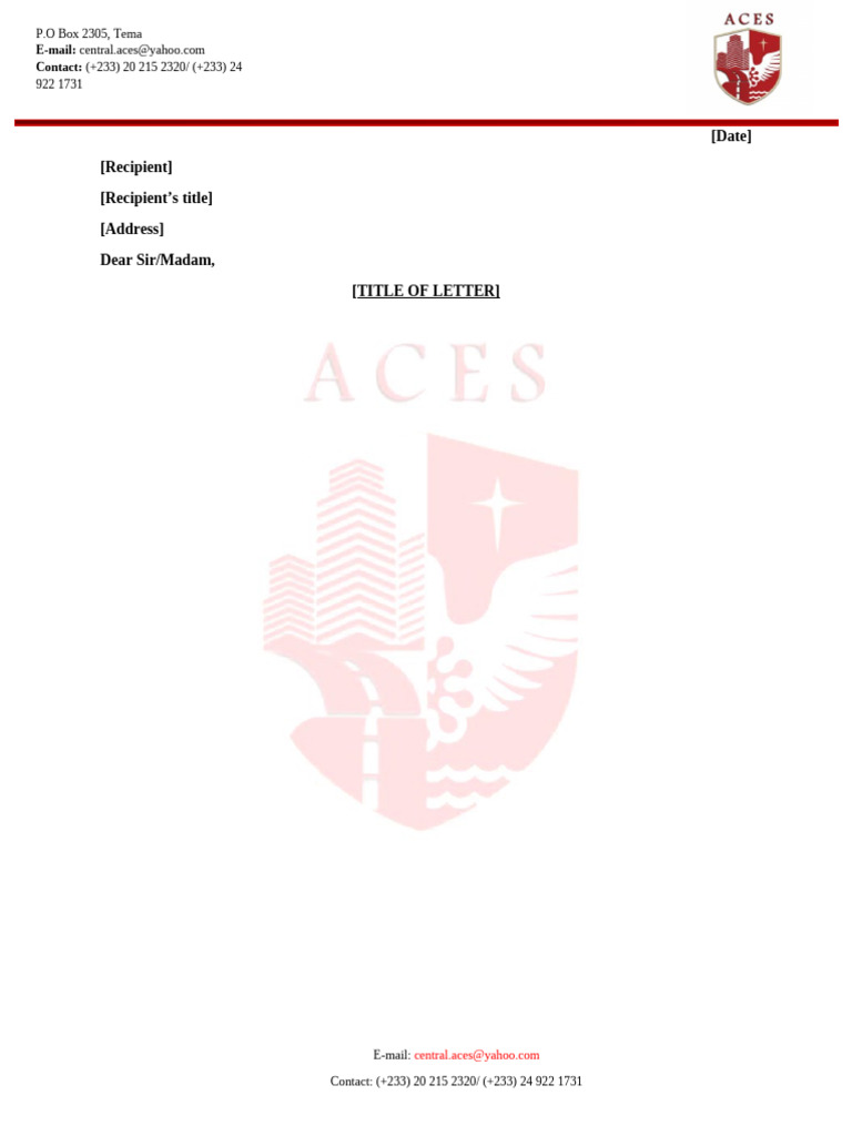 Aces Letter Template | PDF
