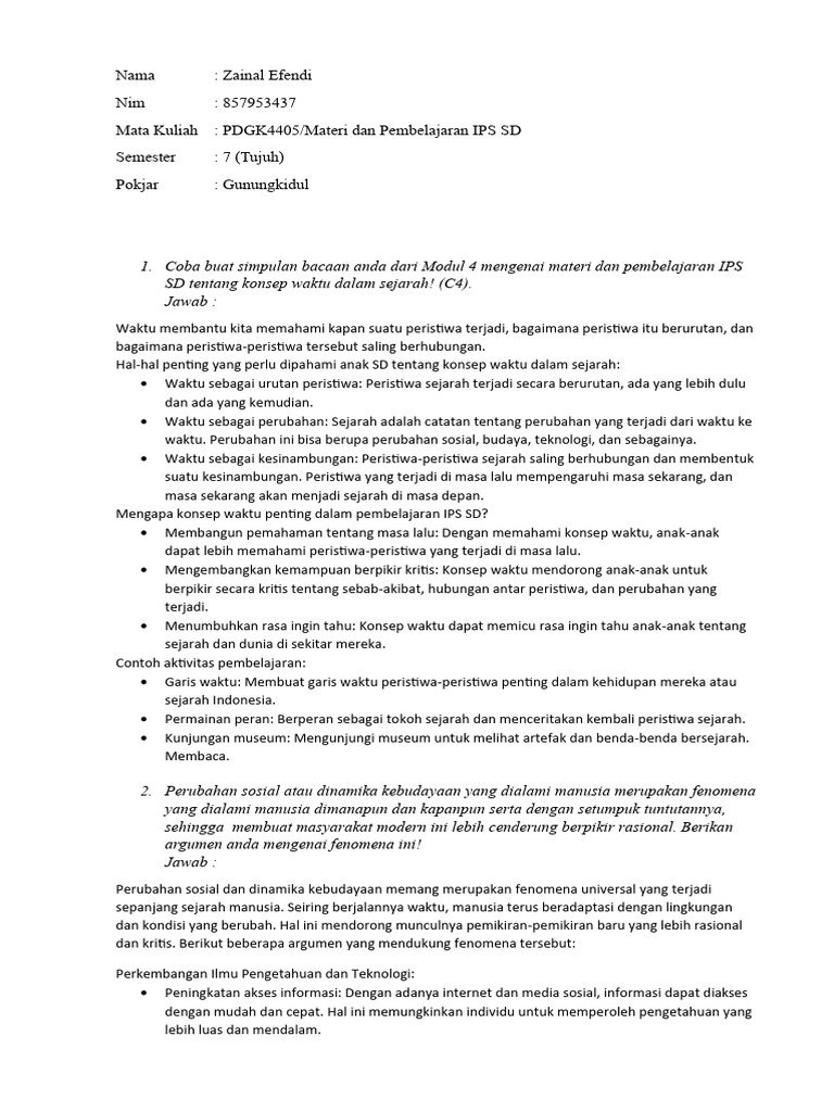 PDGK4405 Materi Dan Pembelajaran IPS SD TMK 2 | PDF