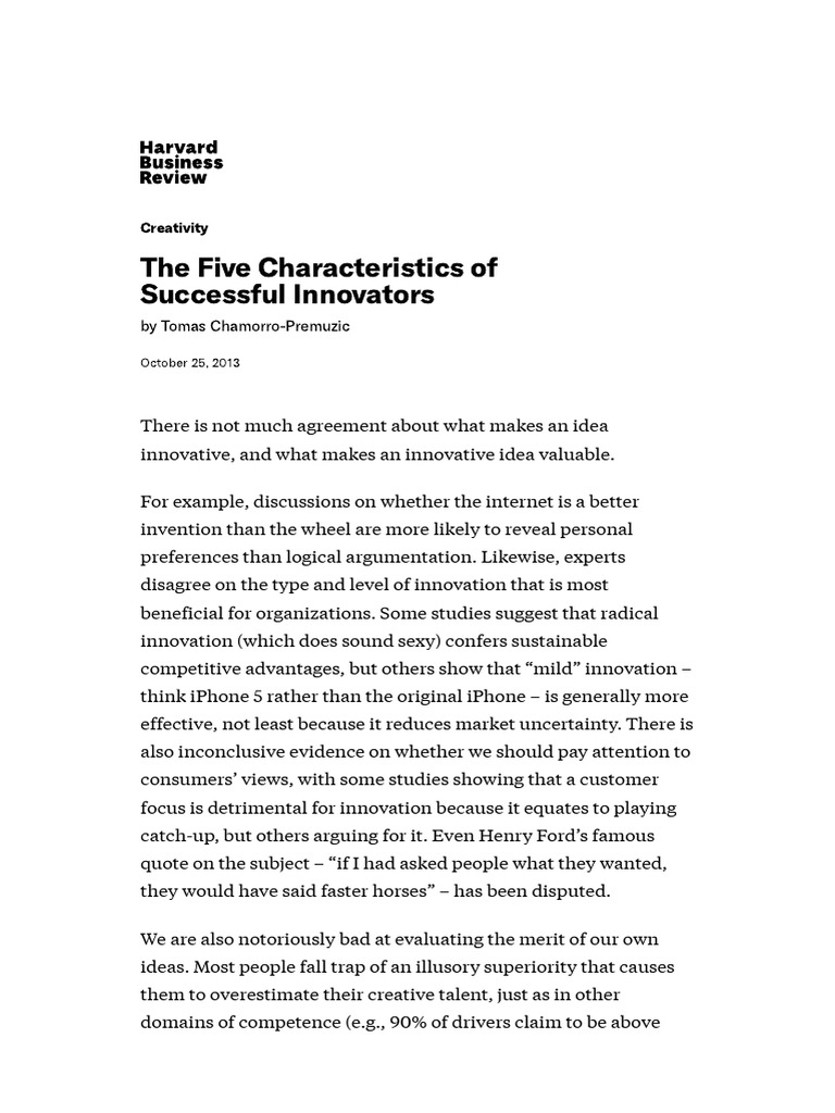 The 5 Characteristics of Successful Innovators - Chamorro-Premuzic 2013 ...