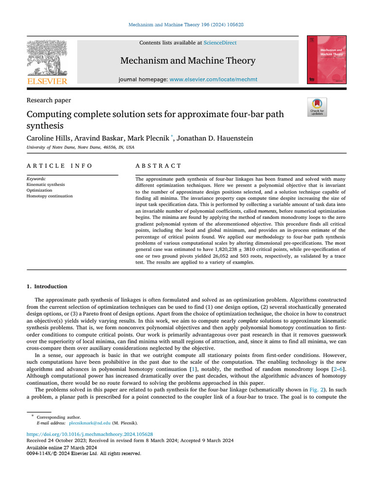 1 s2.0 S0094114X24000557 Main | PDF | Mathematical Optimization | Euclidean Vector