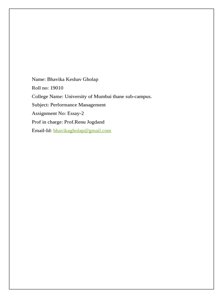 Performance Management Essay 2 | PDF | Incentive | Employment