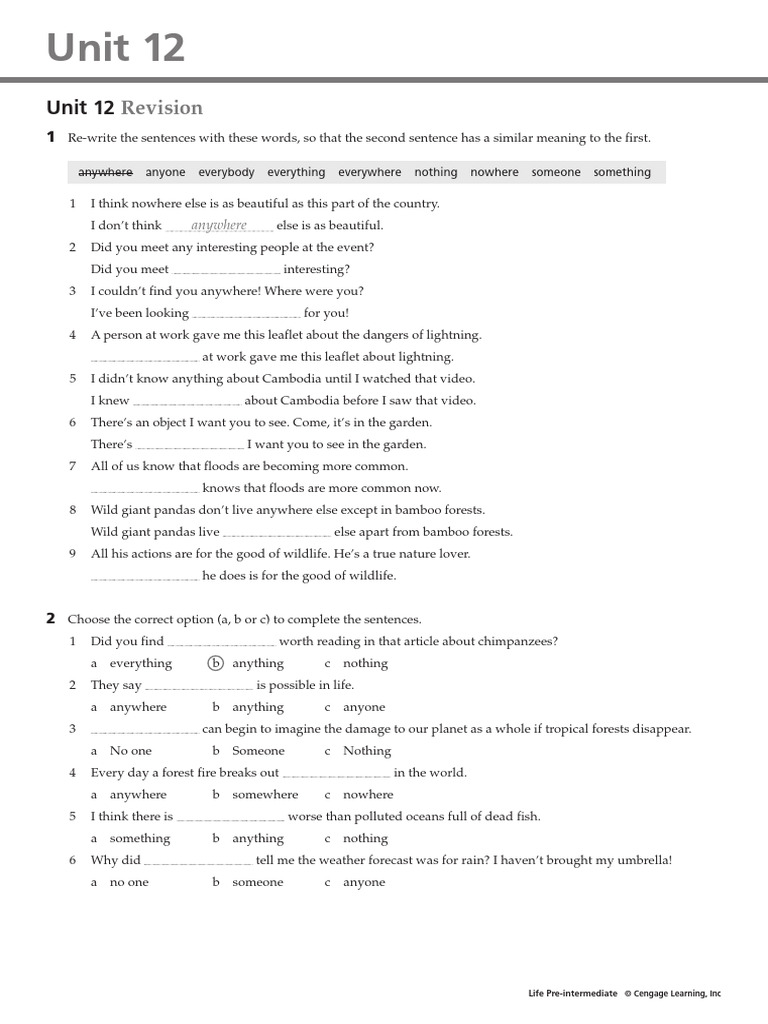 Pre-Int Unit12 Revision Be | PDF