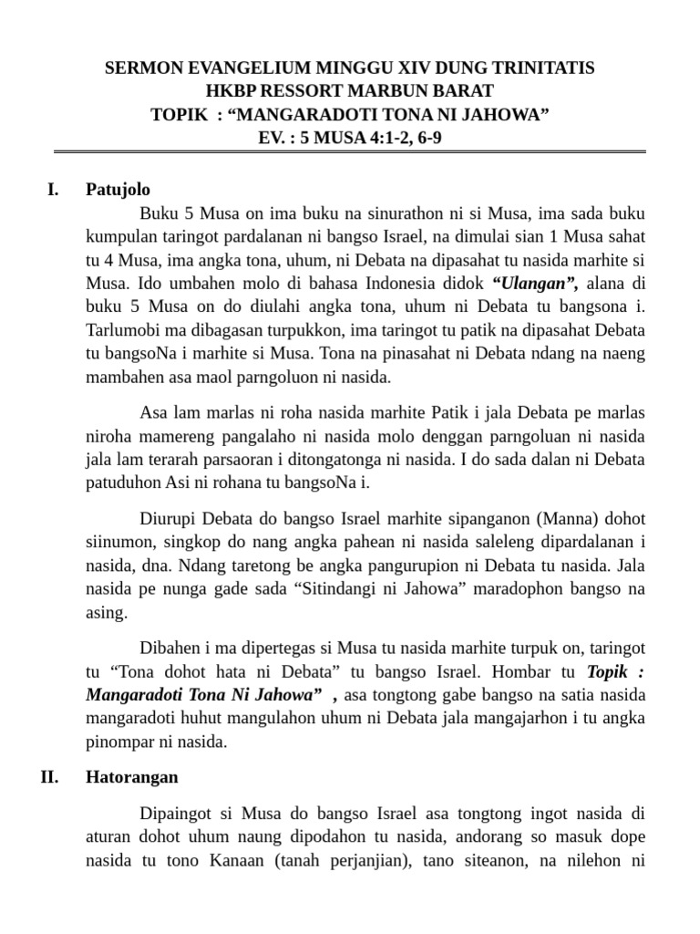 Sermon Evangelium Minggu Xiv Dung Trinitatis | PDF