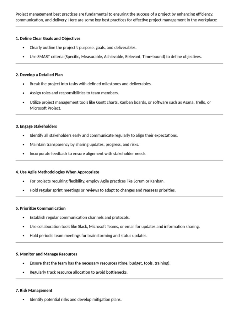 Project Management Best Practices | PDF | Project Management | Agile ...