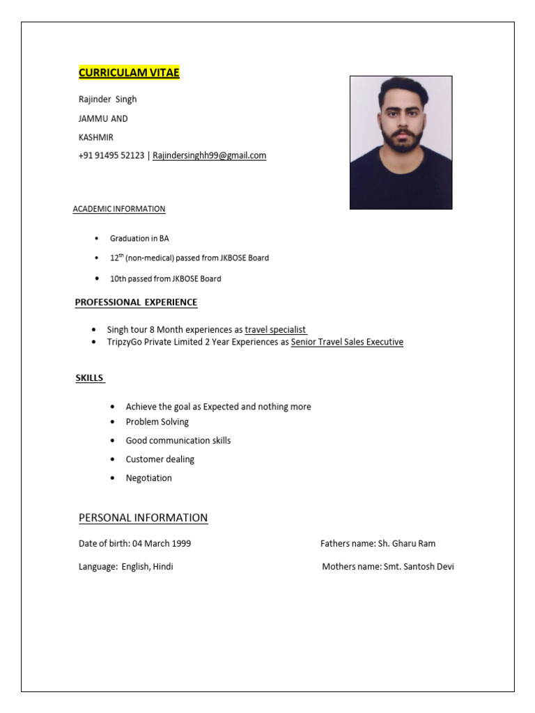 Resume Rajinder Singh | PDF