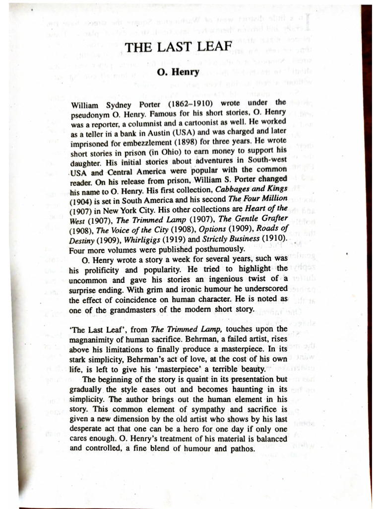 The Last Leaf O.Henry | PDF