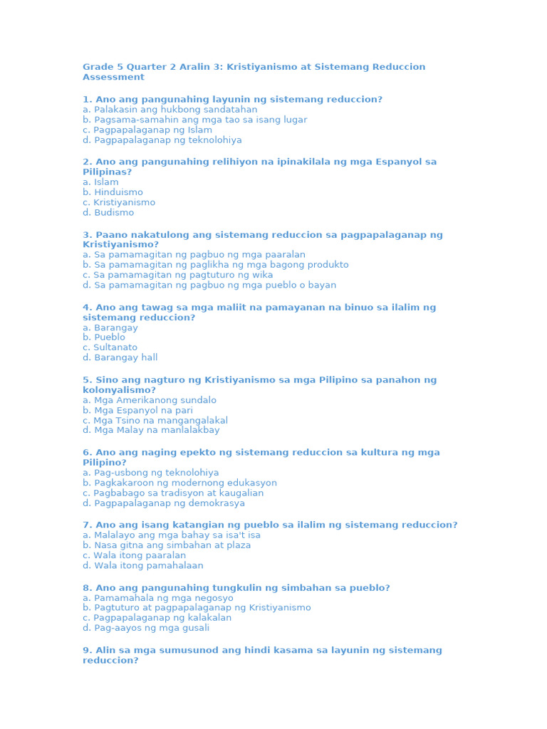 Grade 5 Quarter 2 Aralin 3. QUIZ | PDF