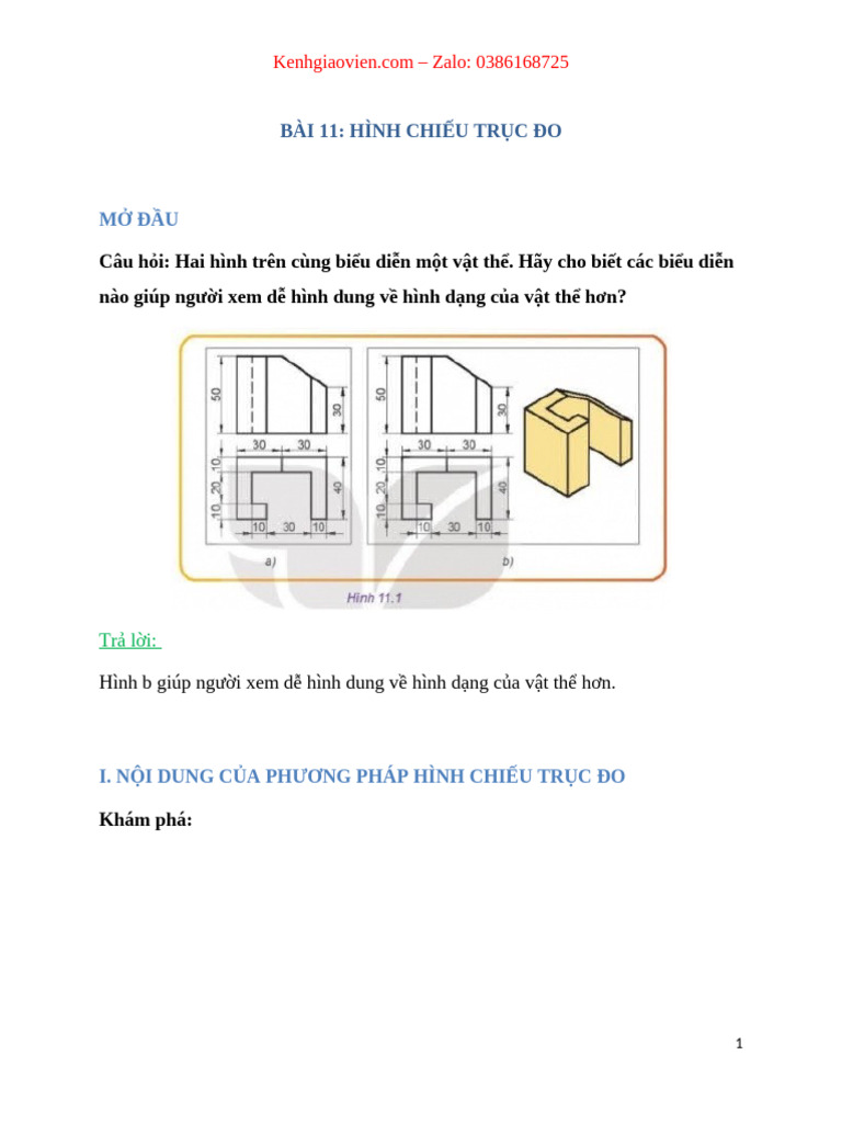 Da Cong Nghe 10 Thiet Ke Va Cong Nghe Bai 11. Hinh Chieu Truc Do | PDF