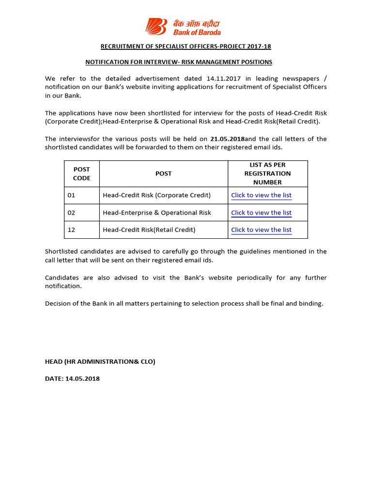 Notification For Interview Risk Management | PDF