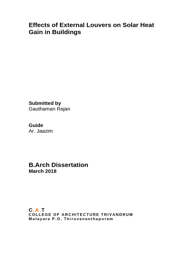 Dissertation Report Format Stage 3 | PDF | Energy Conservation | Glasses