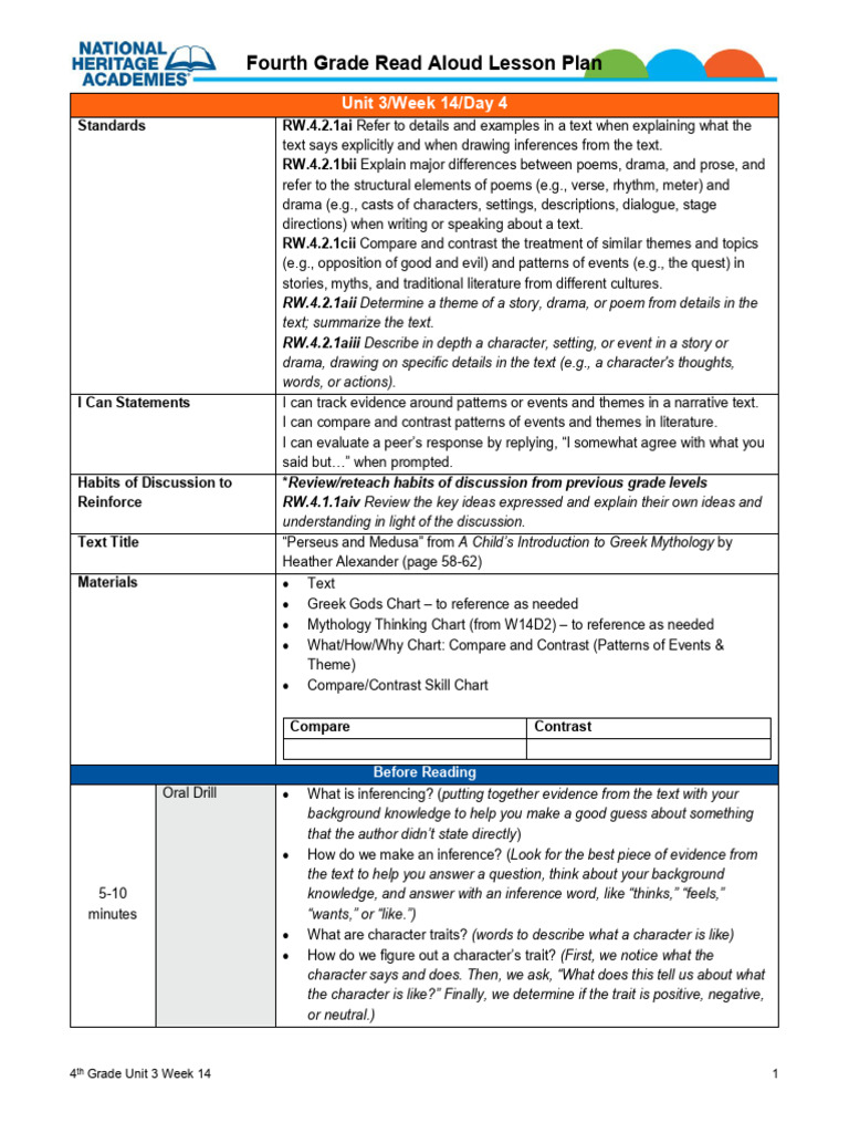 Perseus and Medusa Lesson Plan | PDF | Zeus | Hades