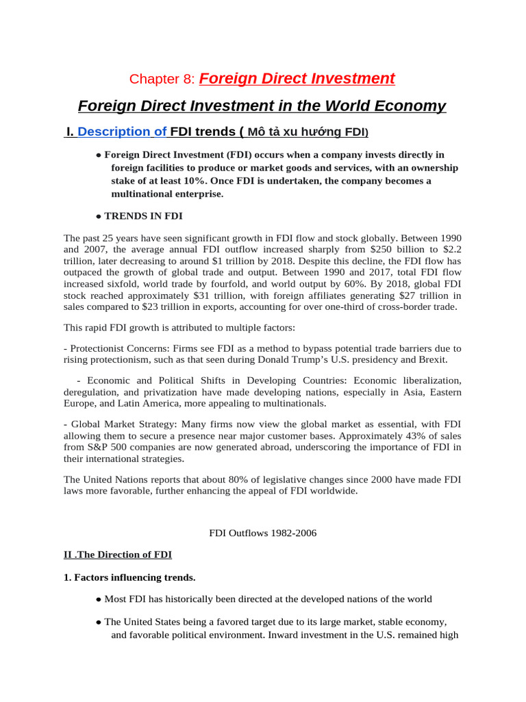 Trends in Foreign Direct Investment | PDF | Foreign Direct Investment ...
