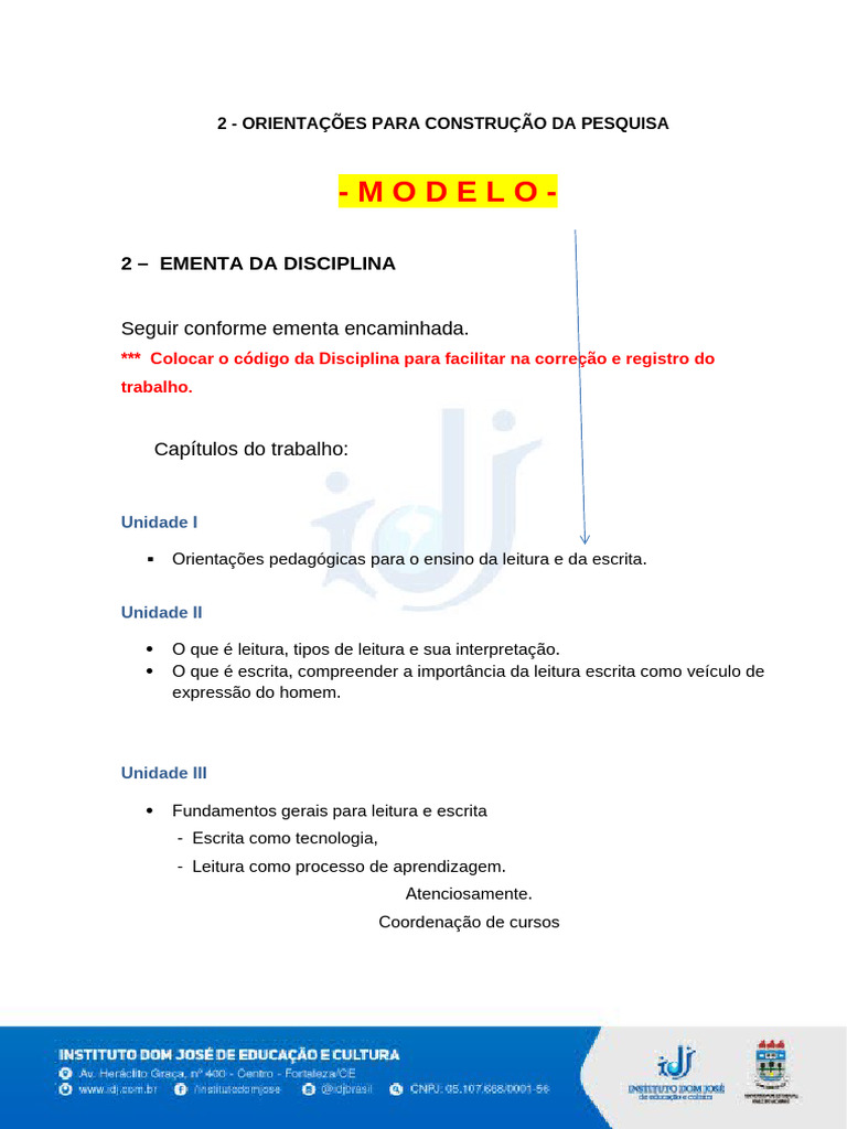 2 - EMENTA - MODELO Disciplina Da Pesquisa | PDF