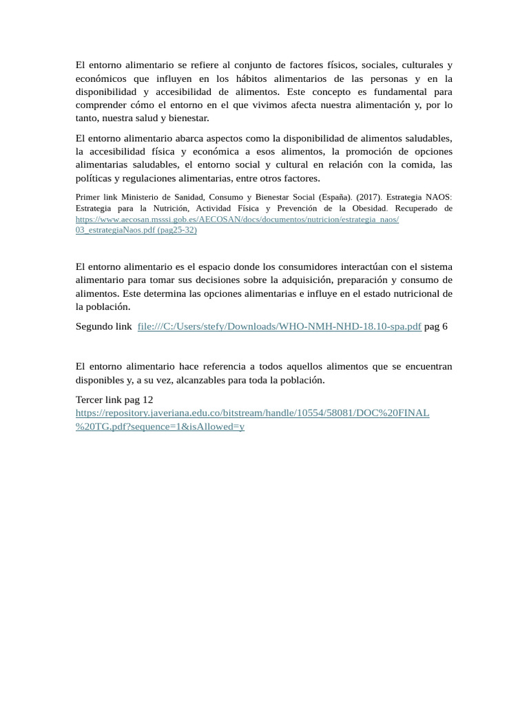 Entorno y Control Alimentario | PDF | Alimentos | Nutrición