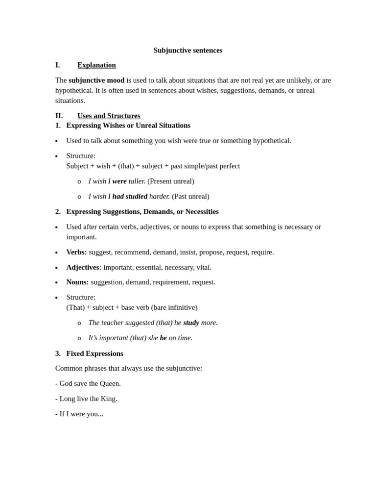 Subjunctive Sentences | PDF | Semantic Units | Linguistics