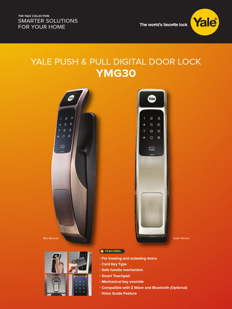 Yale Digital Lock Ymg30 Push Pull Door Lock Rfid Card Pin Code | PDF ...