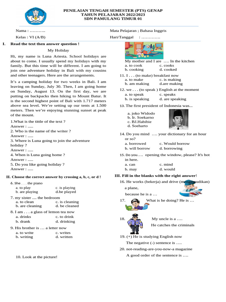 Soal Pts Genap Bhs Inggris Kls 6 2022-2023 | PDF