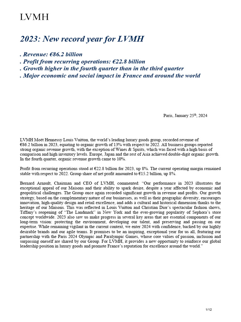 Press Release - LVMH 2023 FY Results 2 | PDF