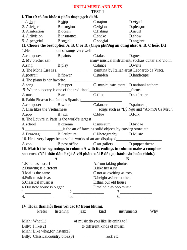 7U4 | PDF | Performing Arts | The Arts