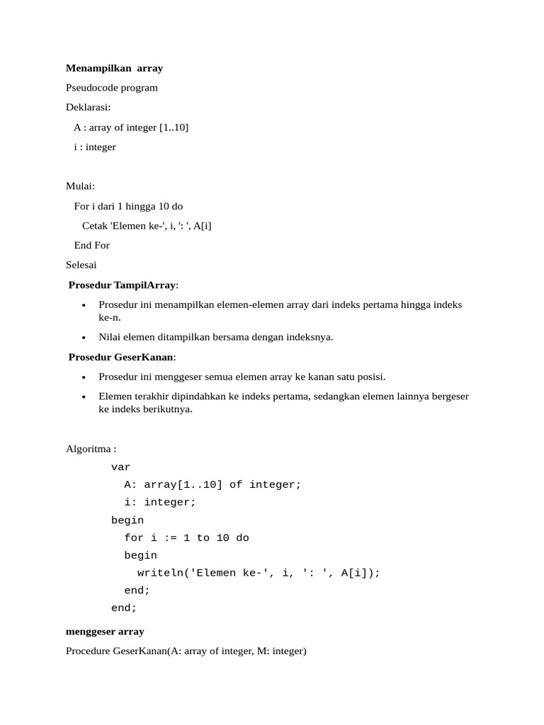 Menampilkan Dan Menggeser Array | PDF