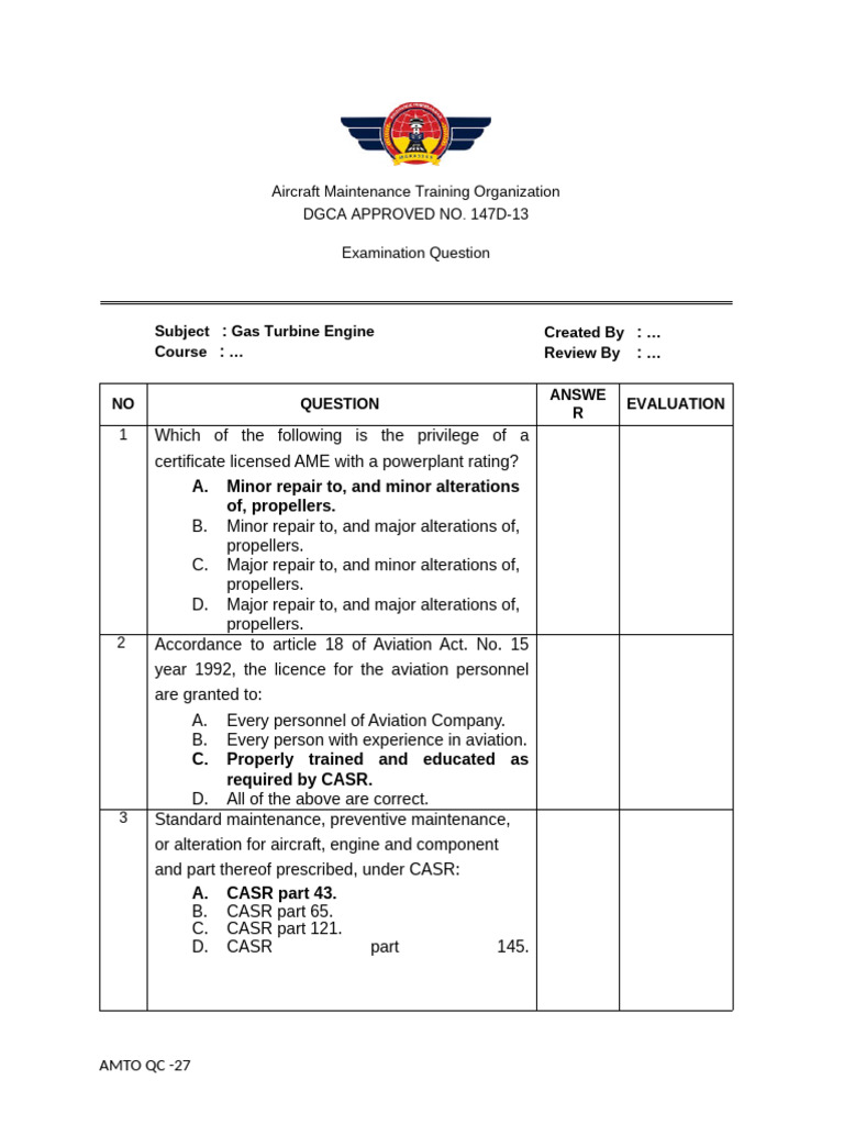 Examination Question Form CONTOH | PDF