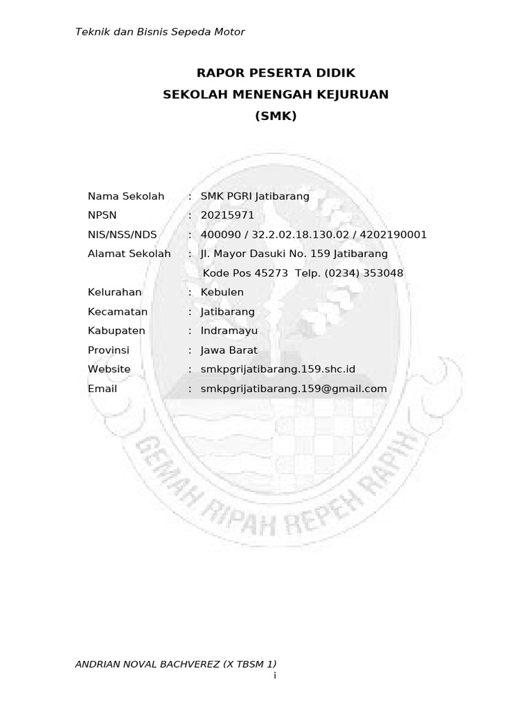 Identitas Rapor | PDF