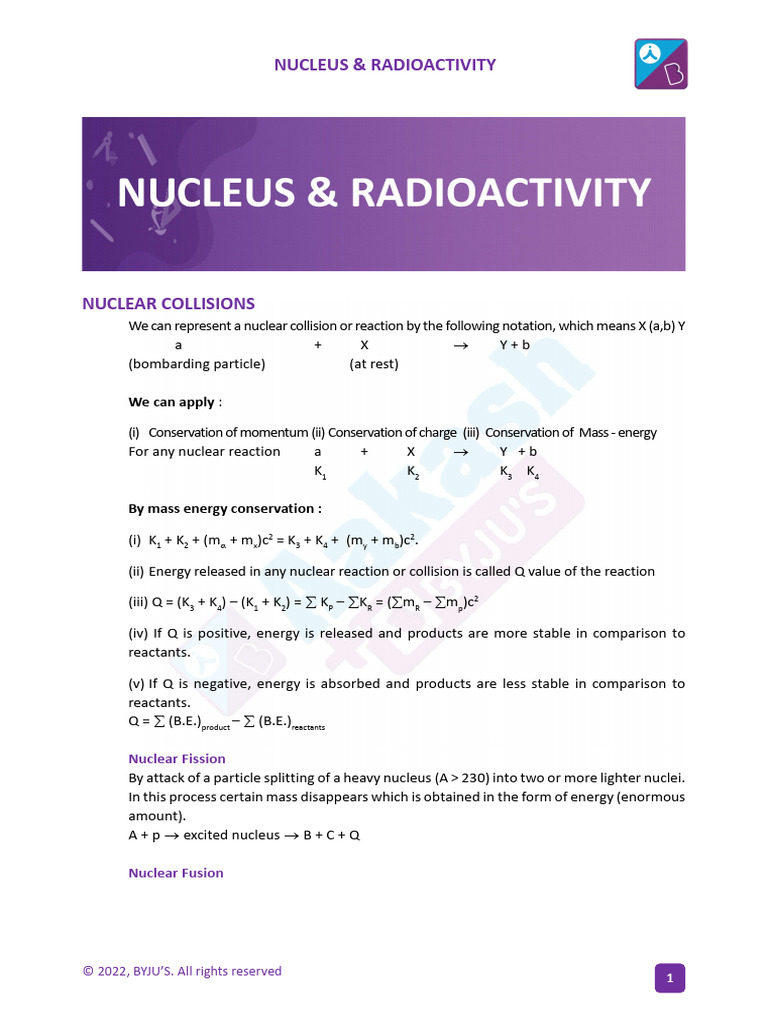 Nucleus and Radioactivity - Revision Session-Handbook | PDF ...