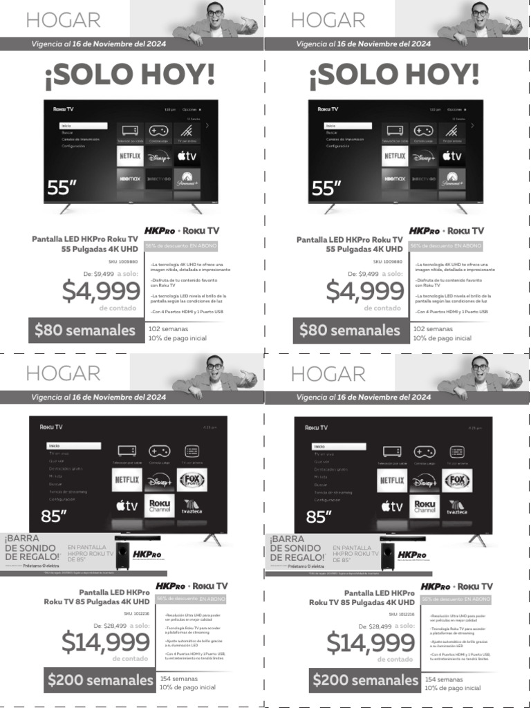 Pantallas HKPro Roku TV 4K UHD en Oferta | PDF | Vídeo | Imagen