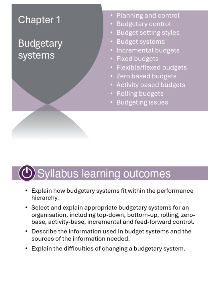 Chapter 01 - Budgetary Systems | PDF | Budget