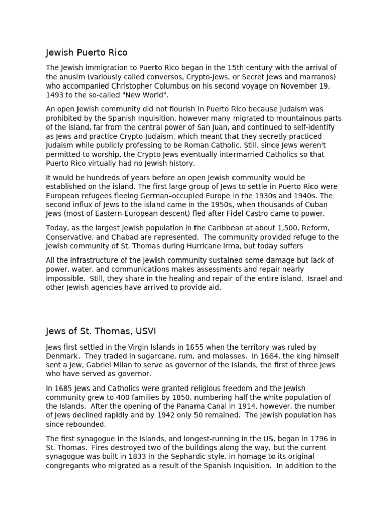 Jewish Puerto Rico | PDF | Jews | Synagogue