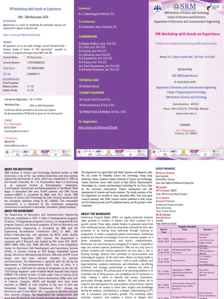 Invitation IPR Workshop - ECE | PDF | Intellectual Property | Innovation