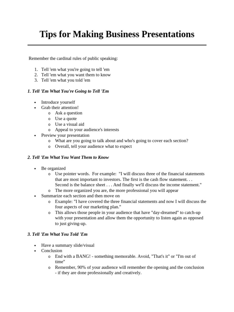 Tips For Making Business Presentations | PDF