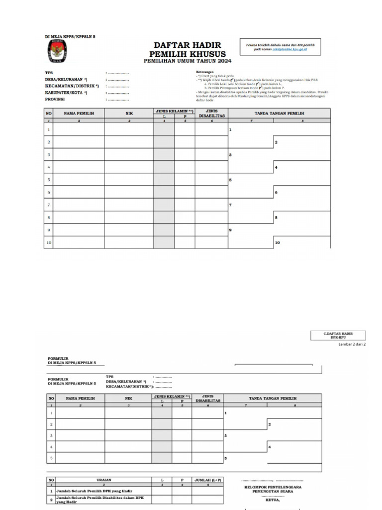 Contoh Form DPK | PDF