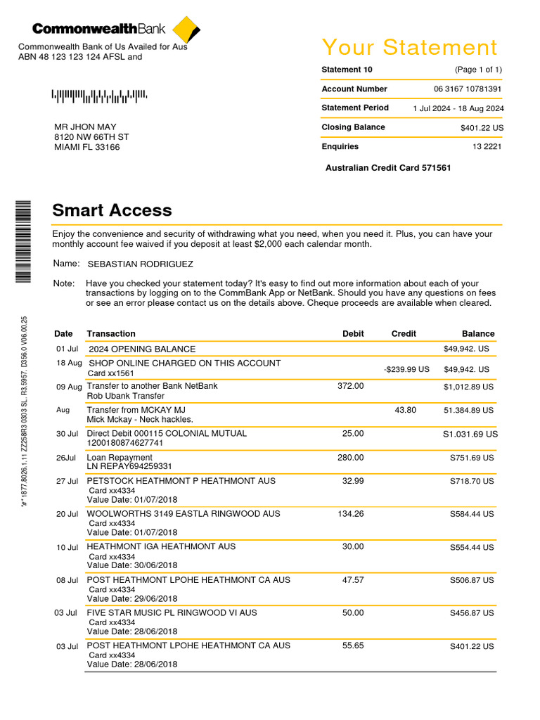 Your Statement: Smart Access | PDF | Banks | Debit Card
