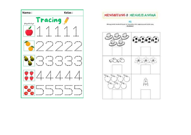 Tracing 1-5 Dan Menuliskan Angka | PDF