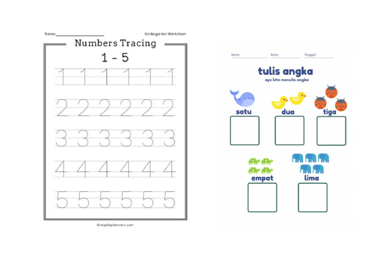 Tracing Angka 1-5 Dan Menuliskan Angka 1-5 | PDF