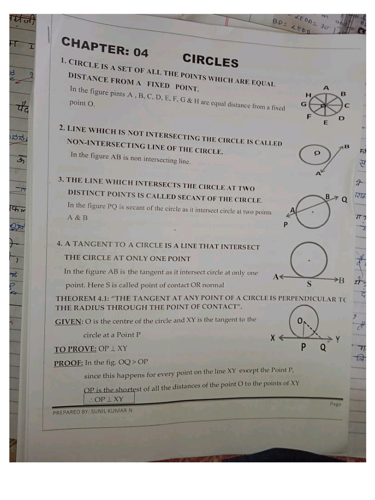 Maths Circles Notes Pdf