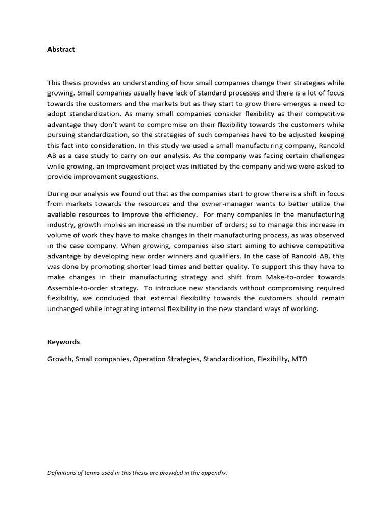 Definitions of Terms Used in This Thesis Are Provided in The Appendix ...