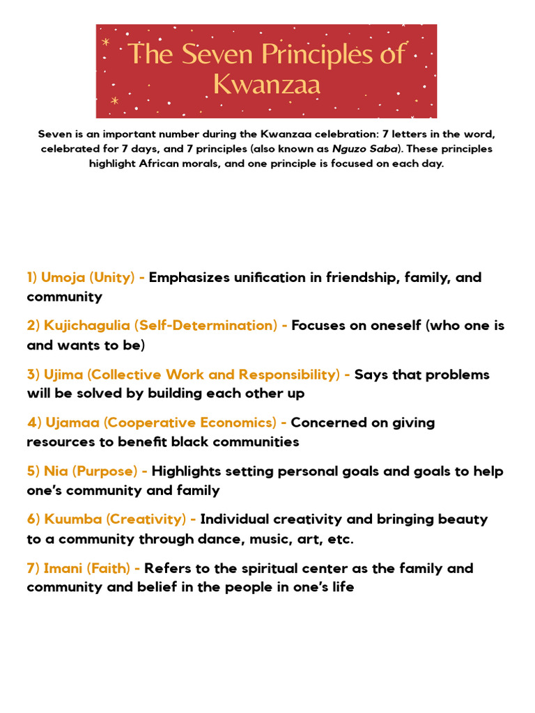 Kwanzaa's Seven Principles Explained | PDF