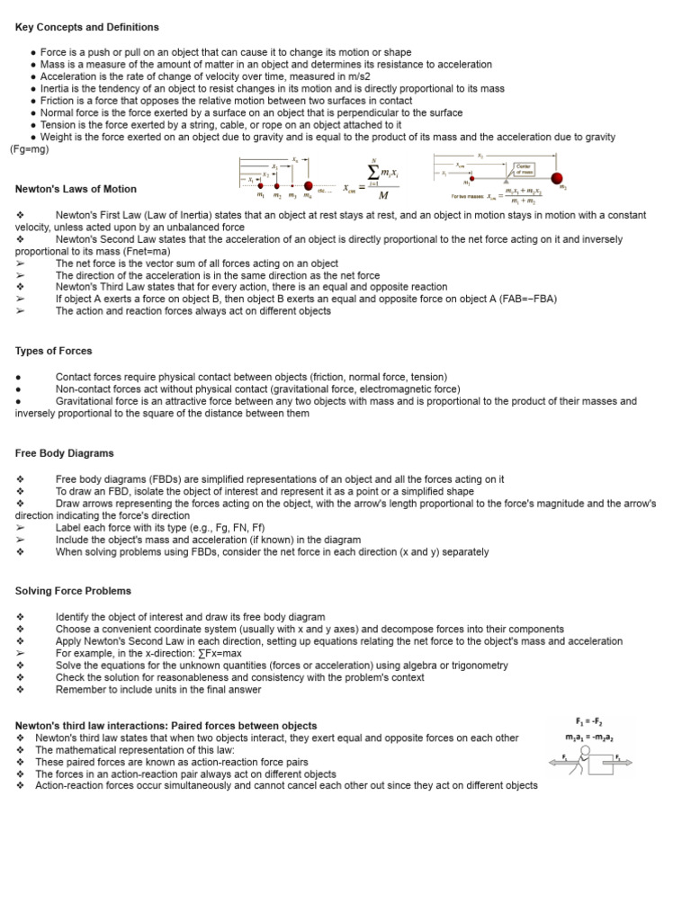 AP Physics 1 Force Test 1 Review Page | PDF | Force | Tension (Physics)