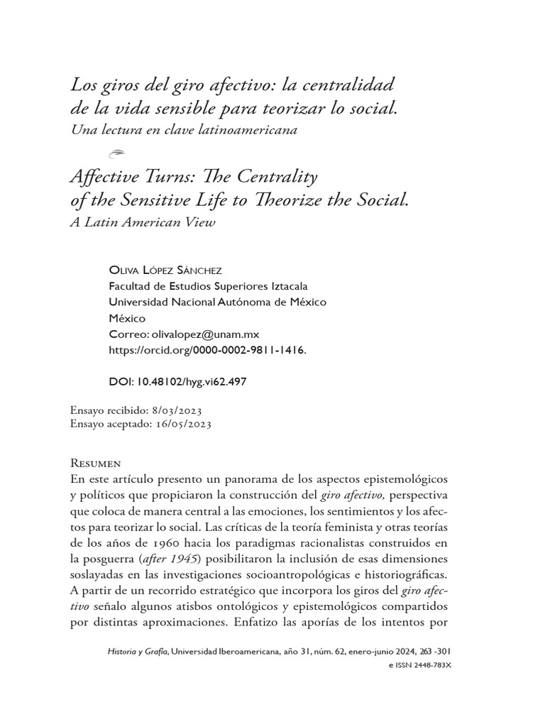Los Giros Del Giro Afectivo La Centralid | PDF | Conocimiento | Sicología